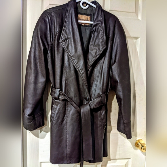 Donna Pella | Jackets & Coats | Vtg Rare Pelle Dk Brown Leather Trench ...